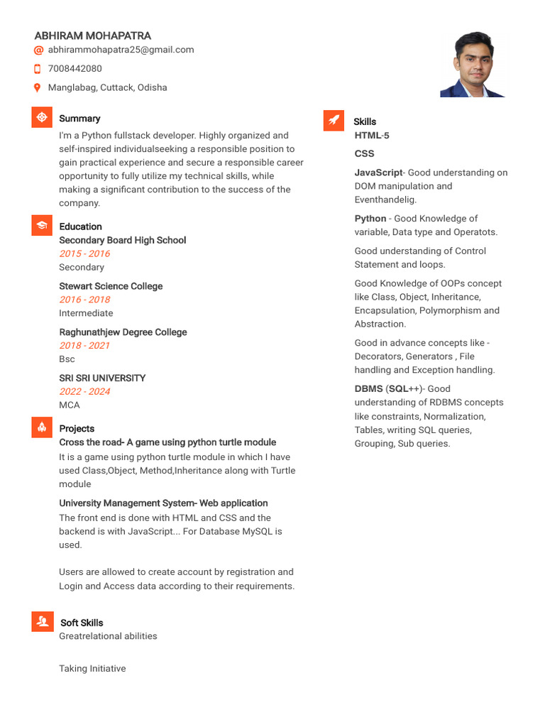 Abhiram Mohapatra Resume | PDF | Class (Computer Programming) | Object (Computer Science)