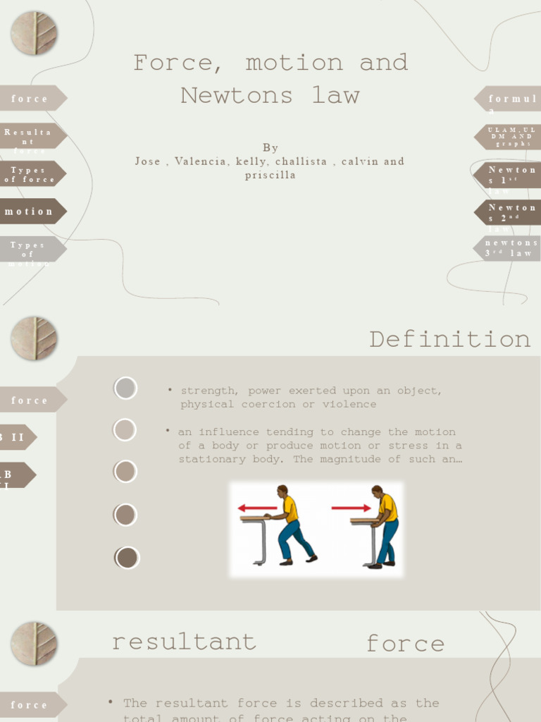 Physics Presentation Force_motion_newtons Law | PDF | Force | Acceleration