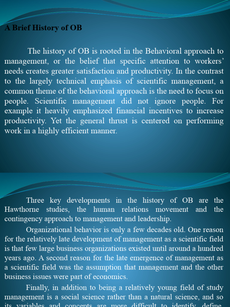 A Brief History of OB Past and Present | PDF | Leadership ...