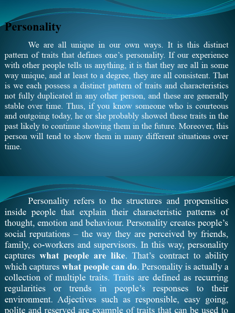 Personality | PDF | Extraversion And Introversion | Self Esteem