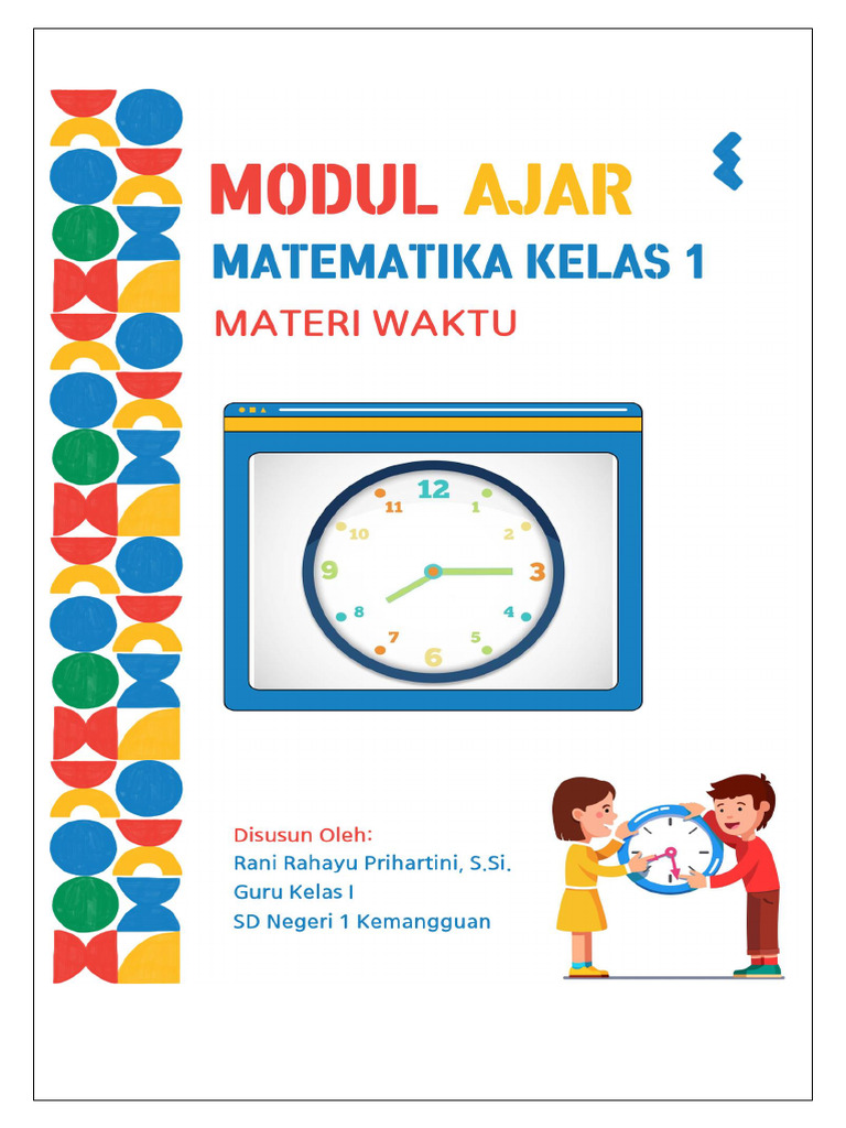 Modul Ajar Matematika Kelas 1 Materi Waktu | PDF | Karier & Perkembangan | Sains & Matematika