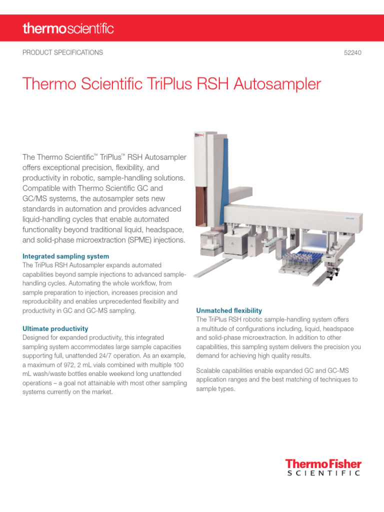 TriPlus RSH Autosampler - EN | PDF | Gas Chromatography–Mass ...