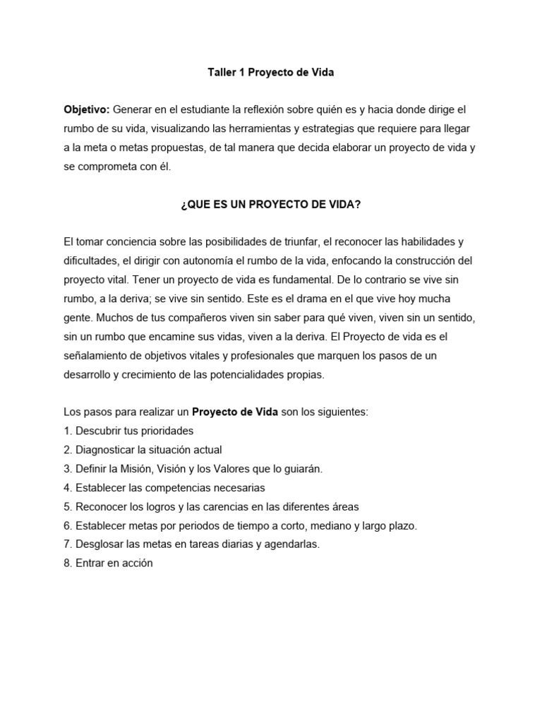Cómo Crear un Proyecto de Vida | PDF | Crecimiento personal y profesional