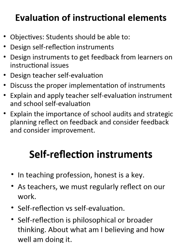 Evaluation of Instructional Elements | PDF | Teachers | Educational ...