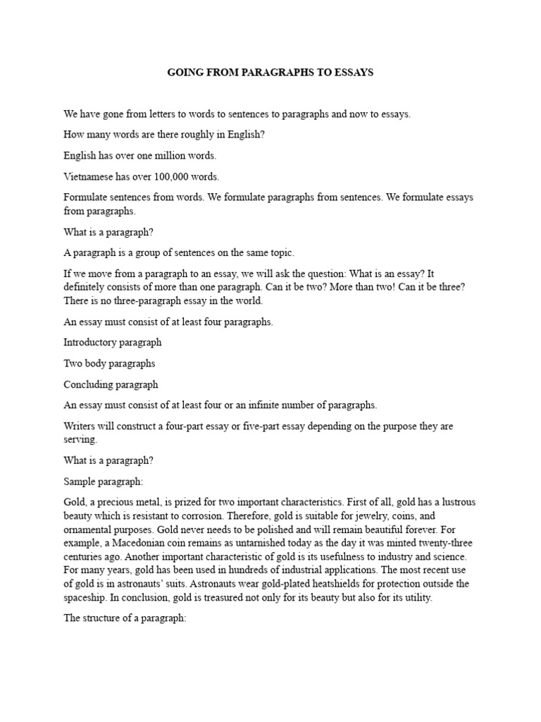 Going From Paragraphs To Essays | PDF | Manual Transmission | Continent