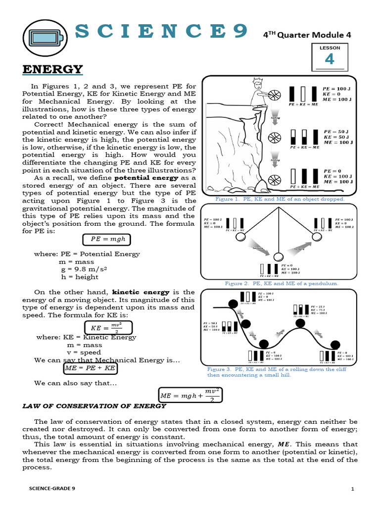 GR9_Q4_LESSON 4_ENERGY | PDF | Potential Energy | Kinetic Energy