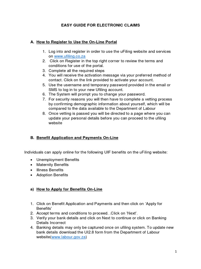 Easy Guide to Electronic UIF Claims | PDF