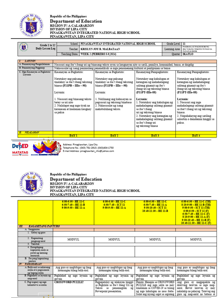DLL Week 2 3RD Quarter | PDF