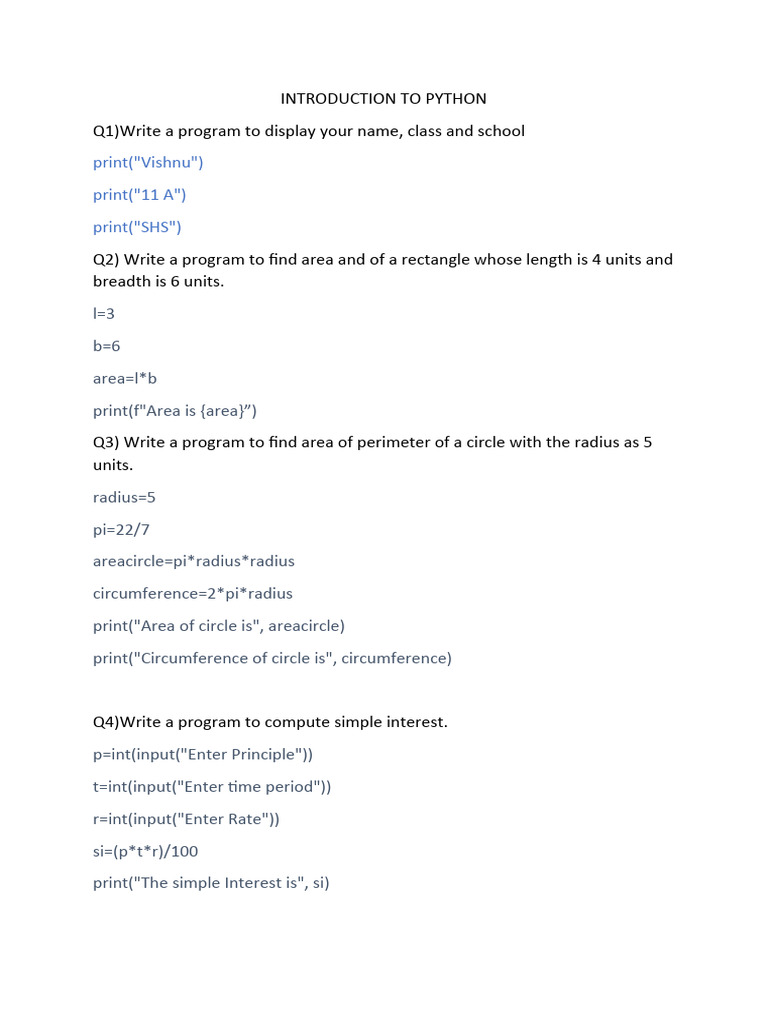 Sindhi High School Python | Download Free PDF | Area | Length