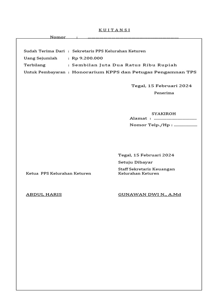 Format SPJ PPK Dan PPS Pemilu 2024-1 | PDF