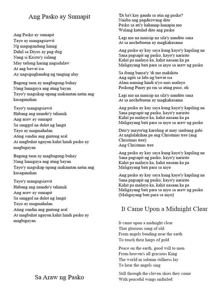 Ang Pasko Ay Sumapit | PDF | Christmas | Christmas Songs