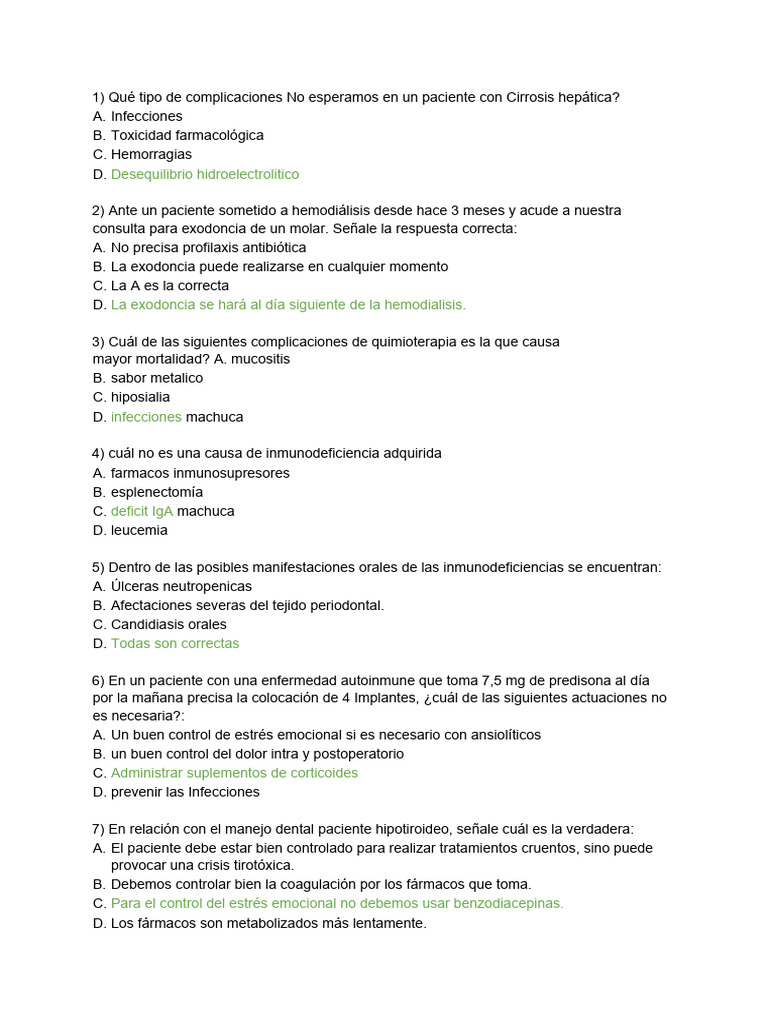 Preguntas | PDF | Odontología | Glucocorticoides