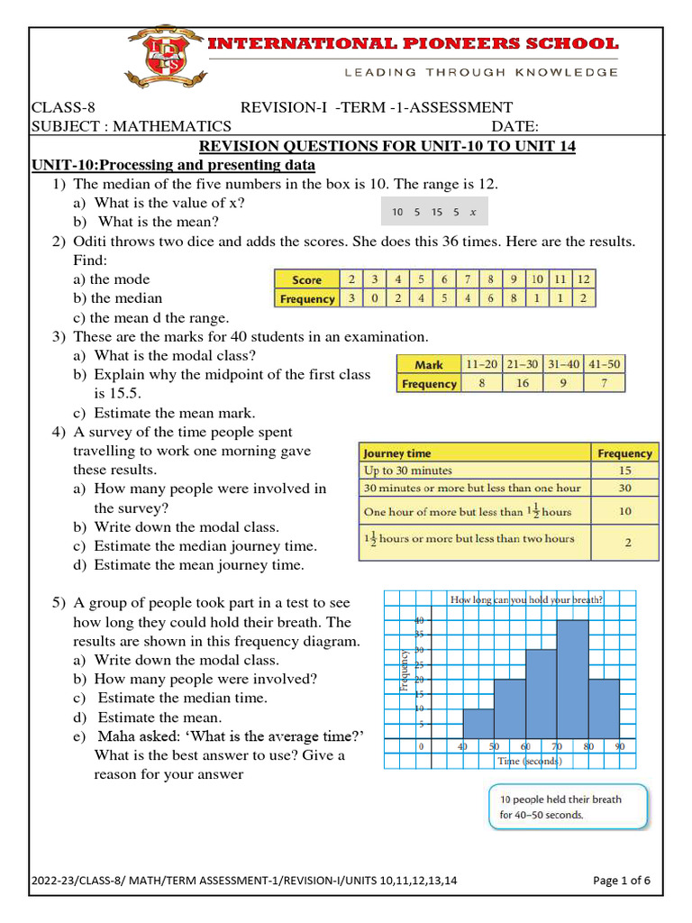 Class 8 Math Revision 10-14 Units | PDF | Euclid | Euclidean Geometry