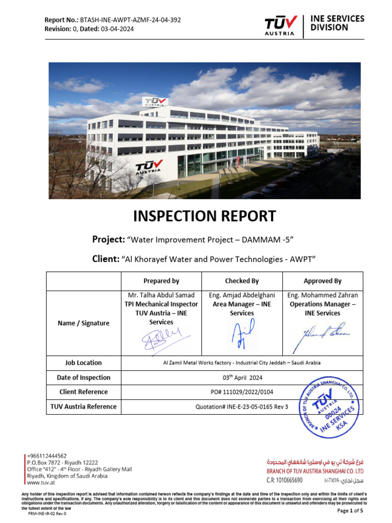 TUV Austria - InE Services Full Inspection Report BTASH-InE-AWPT-AZMF ...