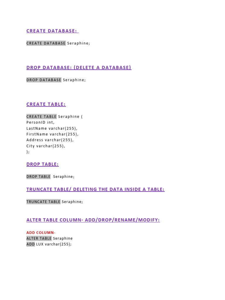 SQL Codes | PDF | Table (Database) | Databases