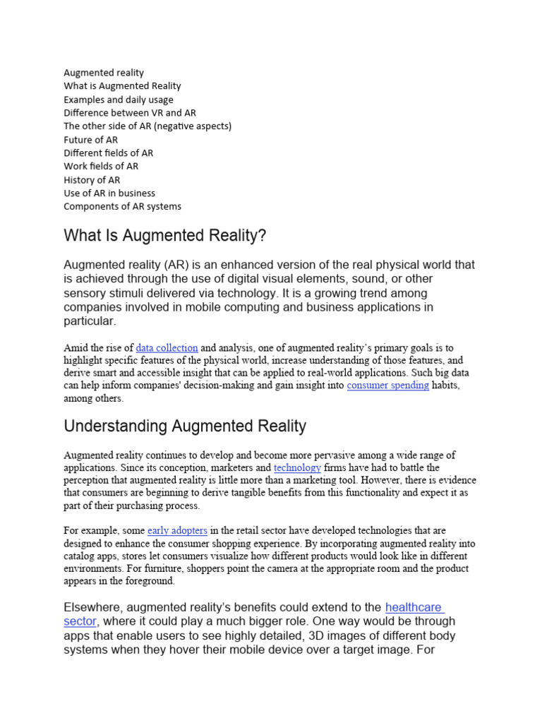 Augmented Reality Research | PDF | Augmented Reality | Virtual Reality