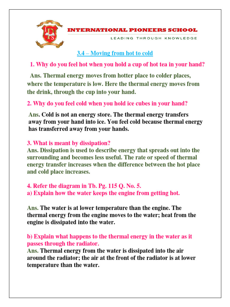 3.4 - Moving From Hot To Cold | PDF | Heat Transfer | Thermal Conduction
