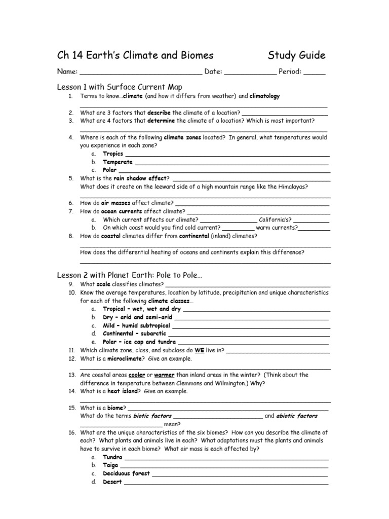 Ch_14_Study_Guide | PDF | Climate | Climate Change