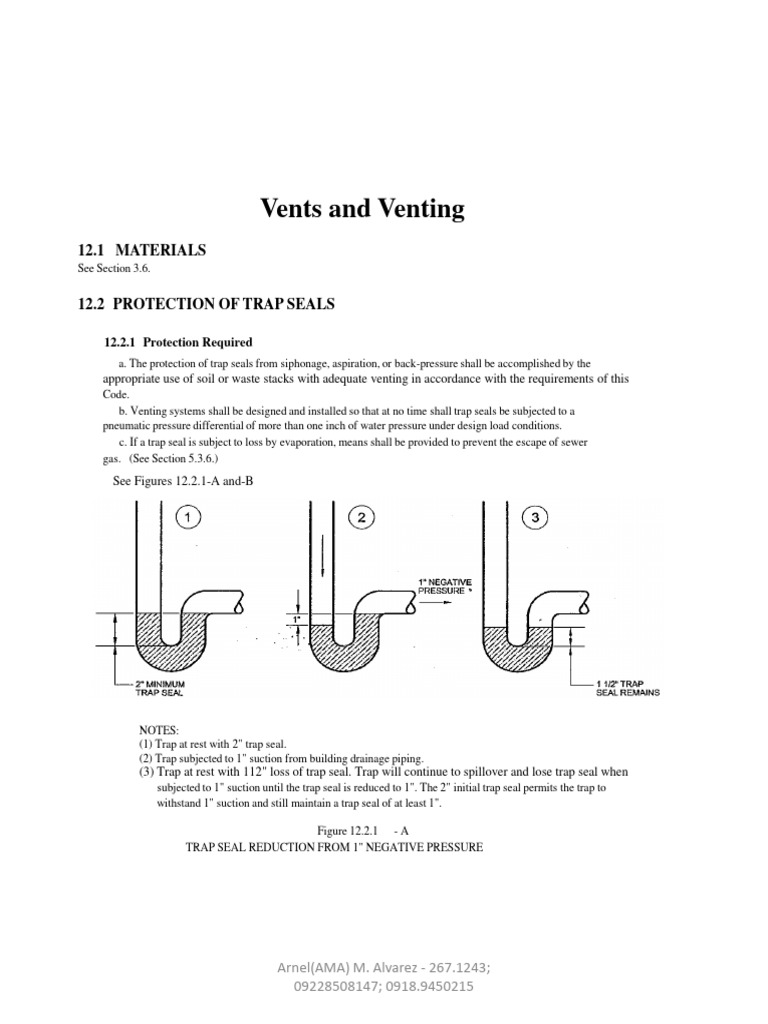 Vents and Venting: 12.1 Materials | PDF | Shower | Drainage