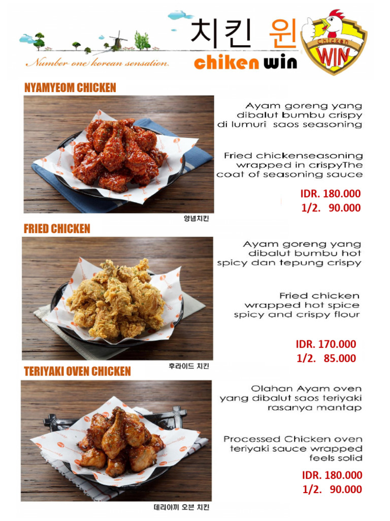 Menu Chicken Win | PDF | Foods | Cuisine