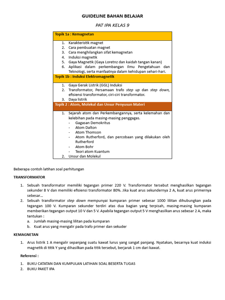 Guideline Bahan Belajar Pat | PDF