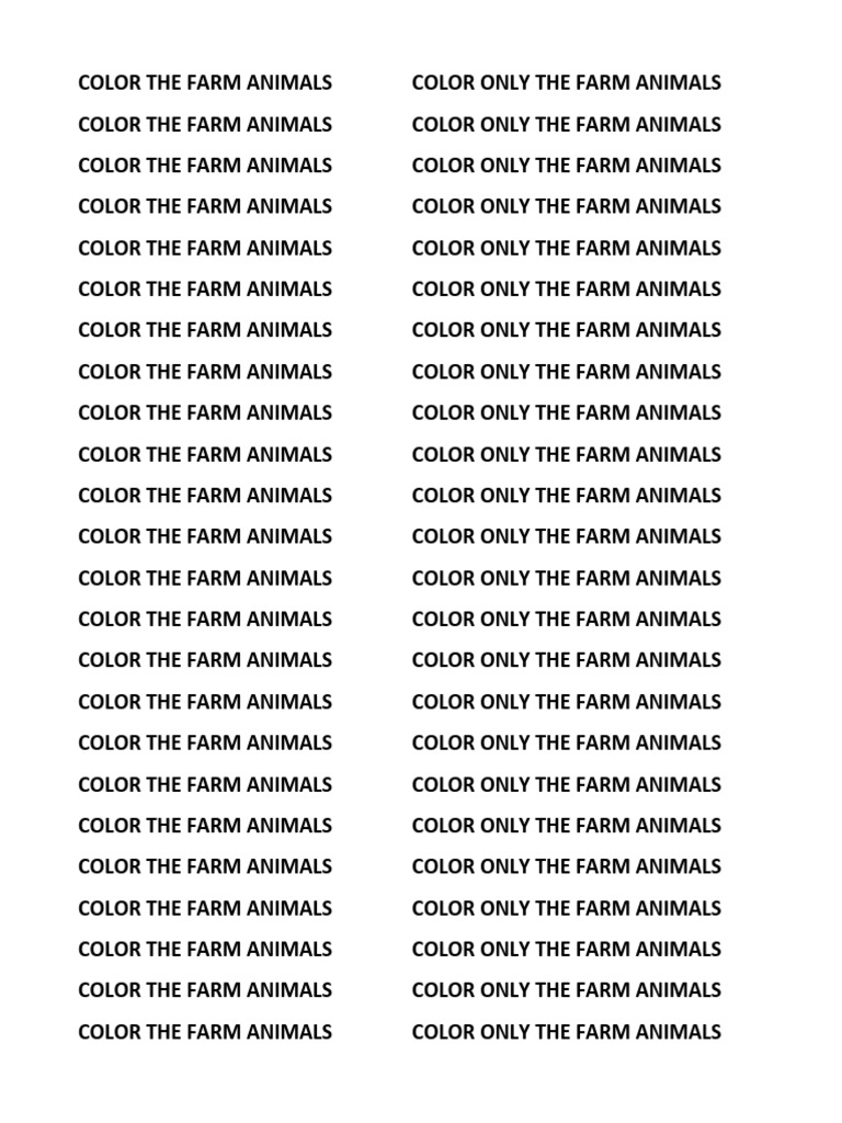 Color The Farm Animals Color Only The Farm Animals | PDF | Cooking ...