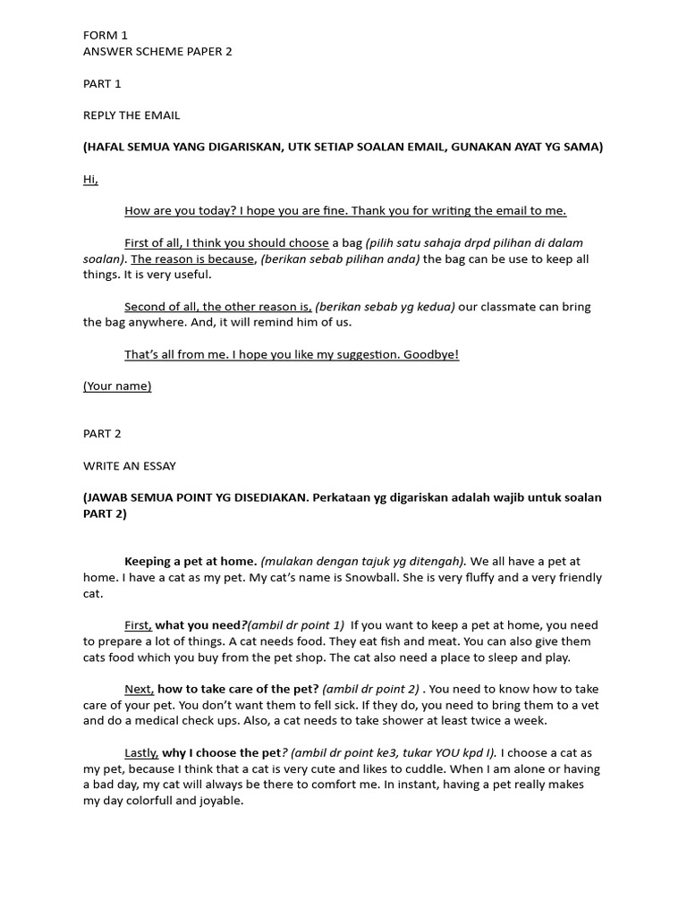 Email Writing Templete Paper 2 | PDF