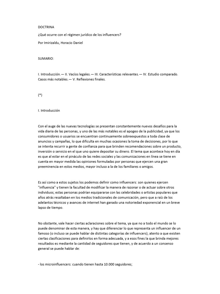 Régimen Jurídico de Influencers | PDF | Publicidad | Comportamiento