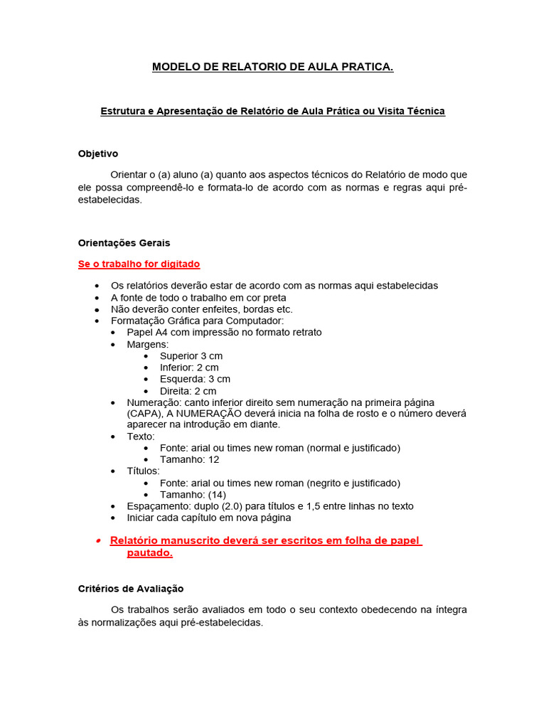 Modelo de Relatório de Aula Prática | PDF | Bibliografia | Abstract (resumo)