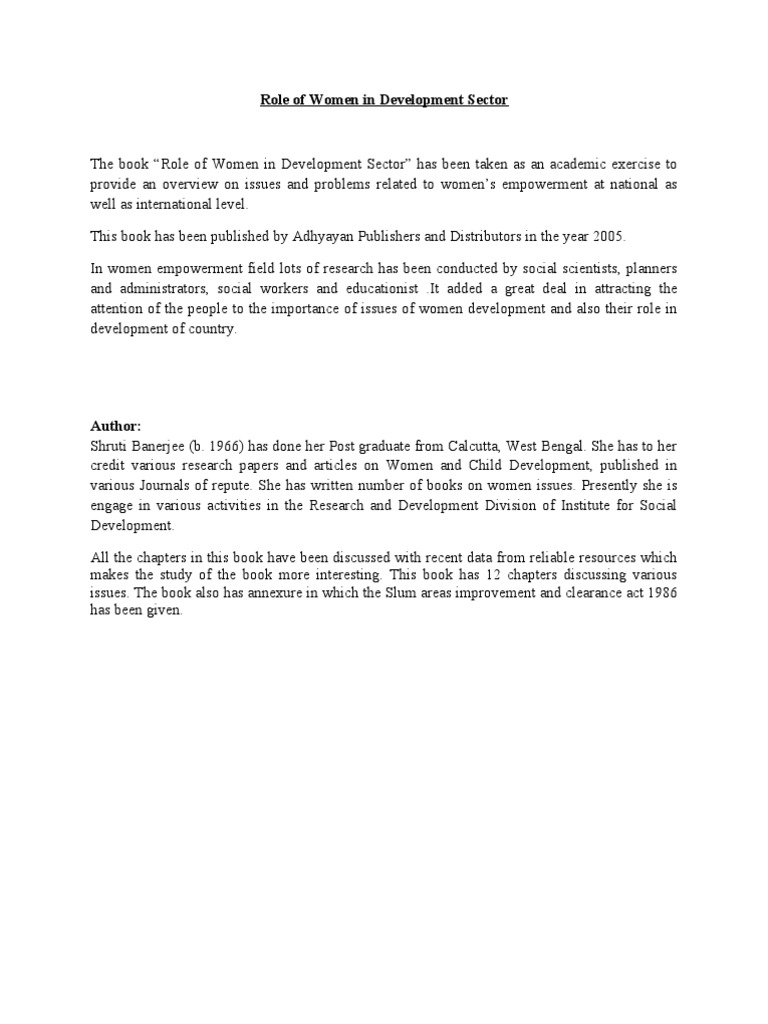 Role of Women in Development Sector | PDF | Empowerment | Employment