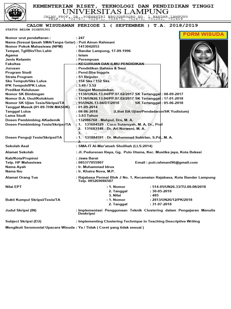 Form Wisuda | PDF