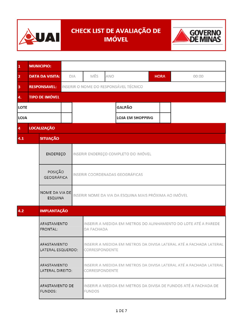 CHECK LIST DE AVALIAÇÃO DE IMÓVEL - PDF Download Grátis | PDF