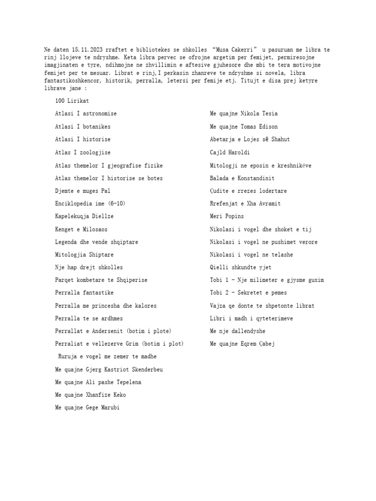 Librat e Shkolles | PDF