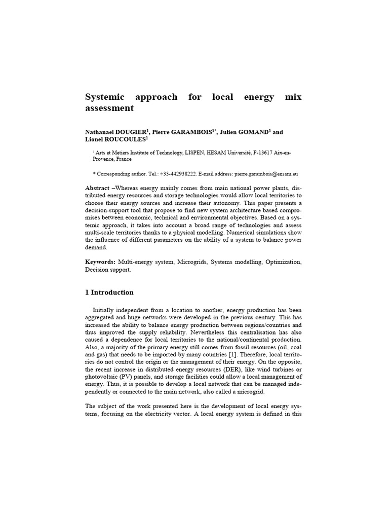 Dougier Et Al., Systemic Approach For Local Energy Mix Assessment, JCM ... Dougier Et Al., Systemic Approach For Local Energy Mix Assessment, JCM ...