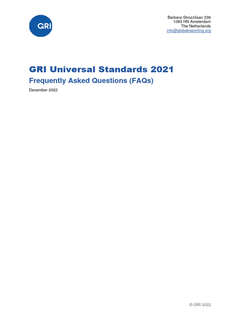 GRI Universal Standards 2021 FAQs | PDF | Due Diligence