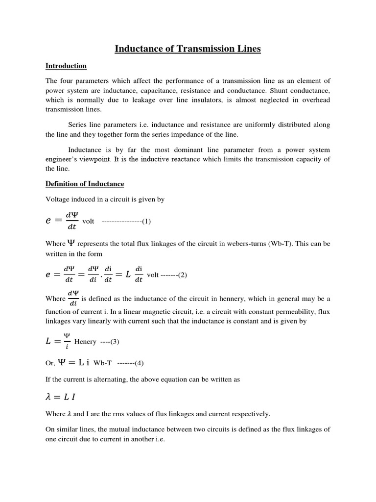 Transmission Line Inductance Guide | PDF | Inductance | Electric Power ...