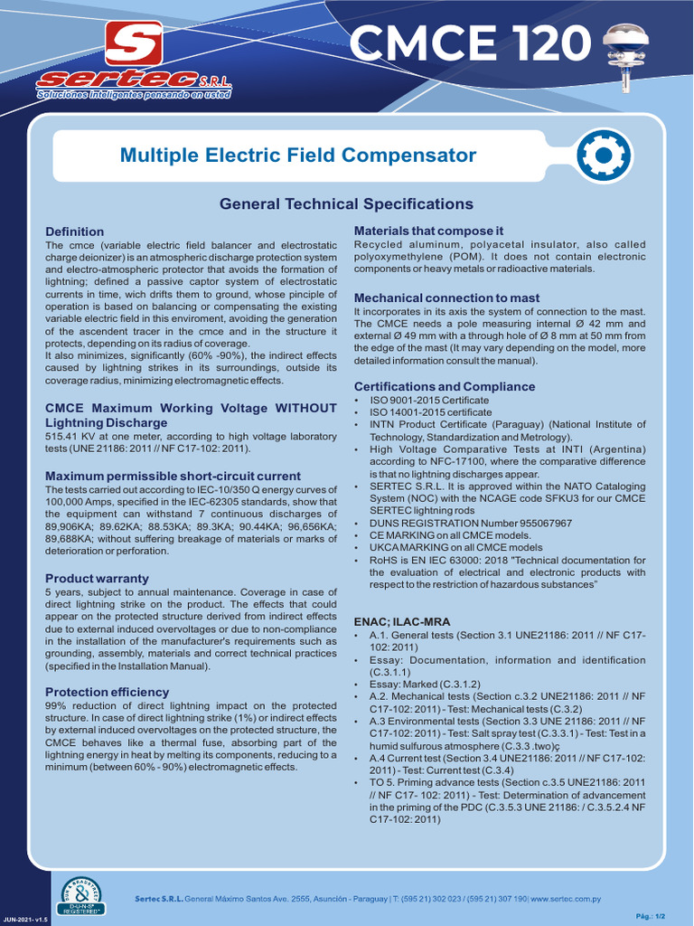 Data Sheet CMCE - 2021 - ENG | PDF | High Voltage | Lightning