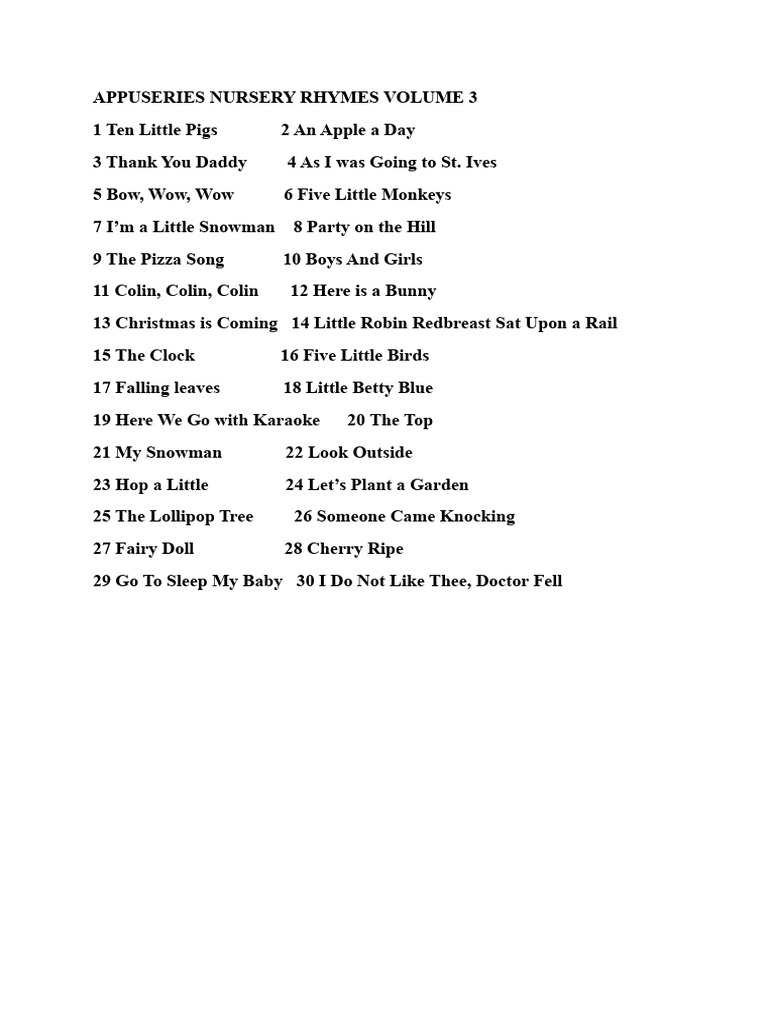 Appuseries Nursery Rhymes Volume 3 | PDF