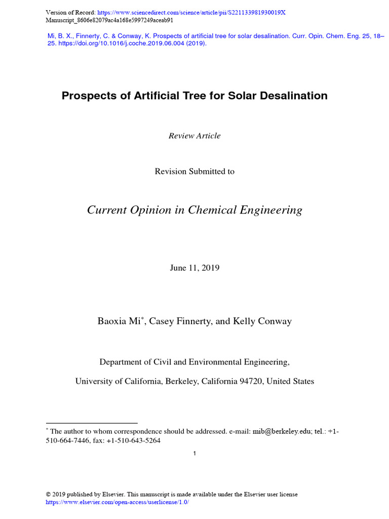 Prospects of Artificial Tree For Solar Desalination | PDF ...