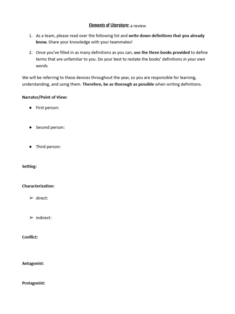 ELEMENTS OF LITERATURE Review | PDF