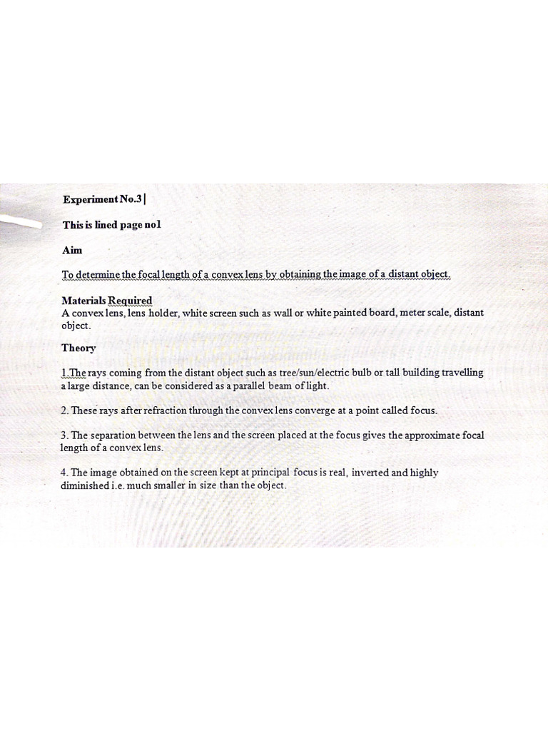 Class X Experiment No. 3 Physics | PDF