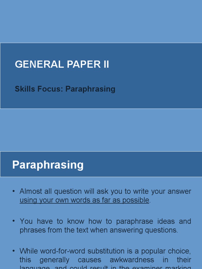 Paraphrasing | PDF | Human Communication | Semiotics