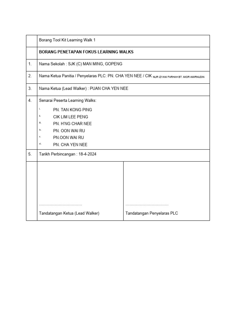 Tool Kit Learning Walk 1 Matematik | PDF