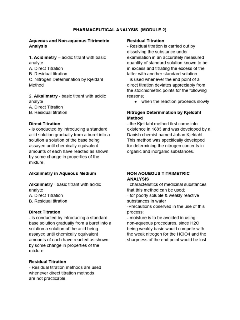 Pharmaceutical Analysis (Module 2) | PDF | Titration | Chemistry