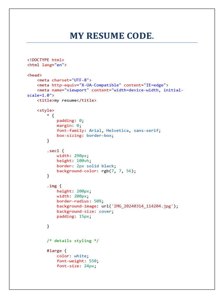 My Resume Code | PDF