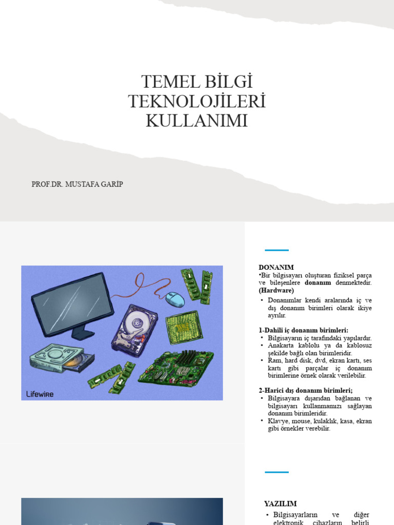 TEMEL BİLGİ TEKNOLOJİLERİ KULLANIMI Donanım - Yazılım | PDF
