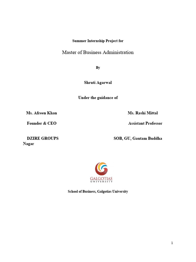 SHRUTI SIP REPORT | PDF | Human Resources | Internship