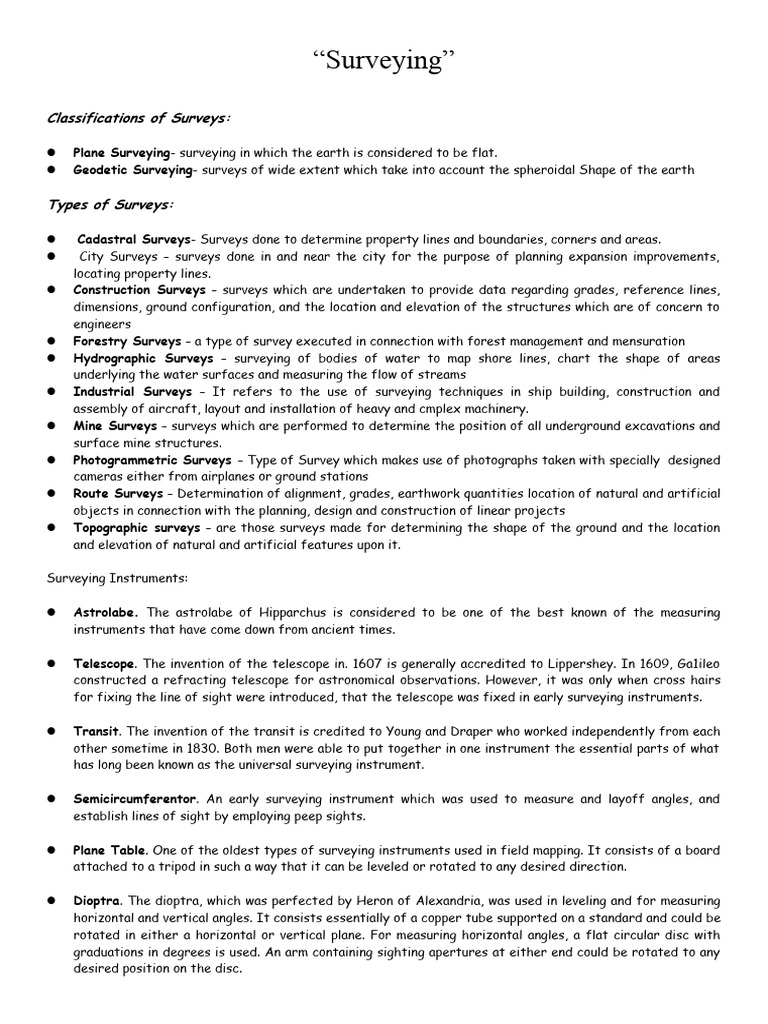 Surveying Notes Prelims | Download Free PDF | Surveying | Accuracy And ...