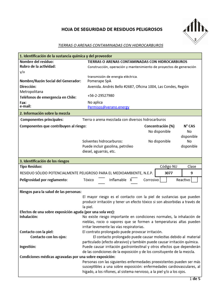Arena Contaminada con Hidrocarburos | PDF | Agua | Residuos