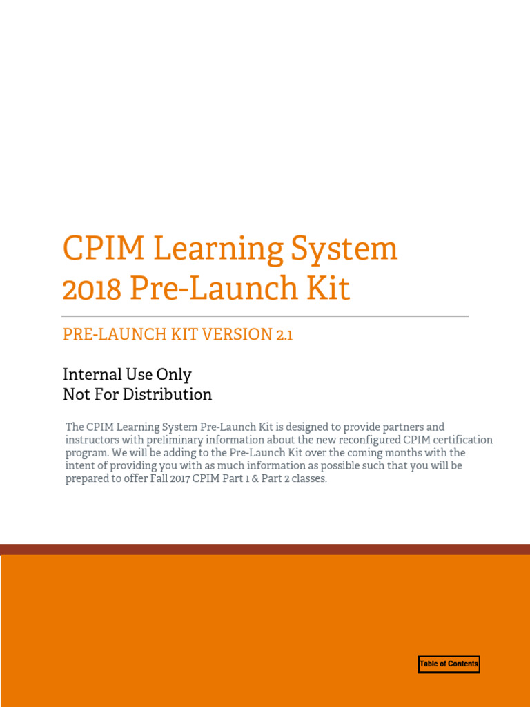 CPIM Learning System 2018 Pre-Launch Kit | Download Free PDF | Human ...